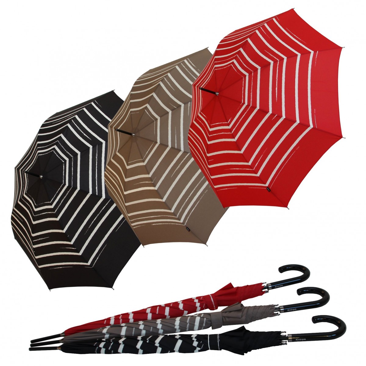 Knirps Stockschirm Damen weiße Streifen